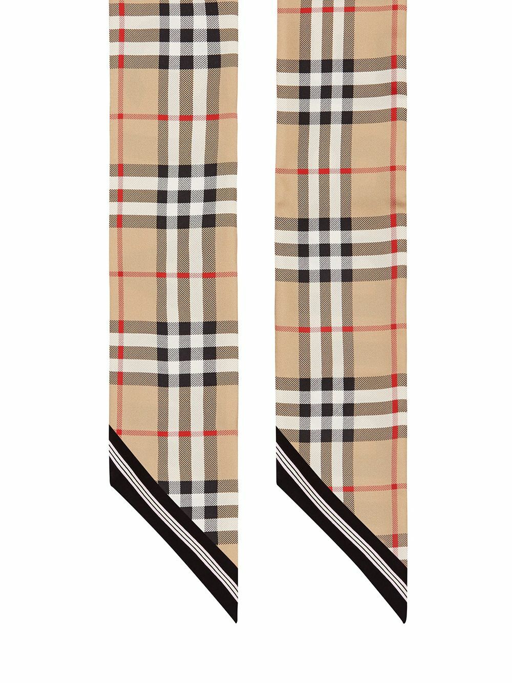 BURBERRY - Check Motif And Logo Silk Foulard Burberry