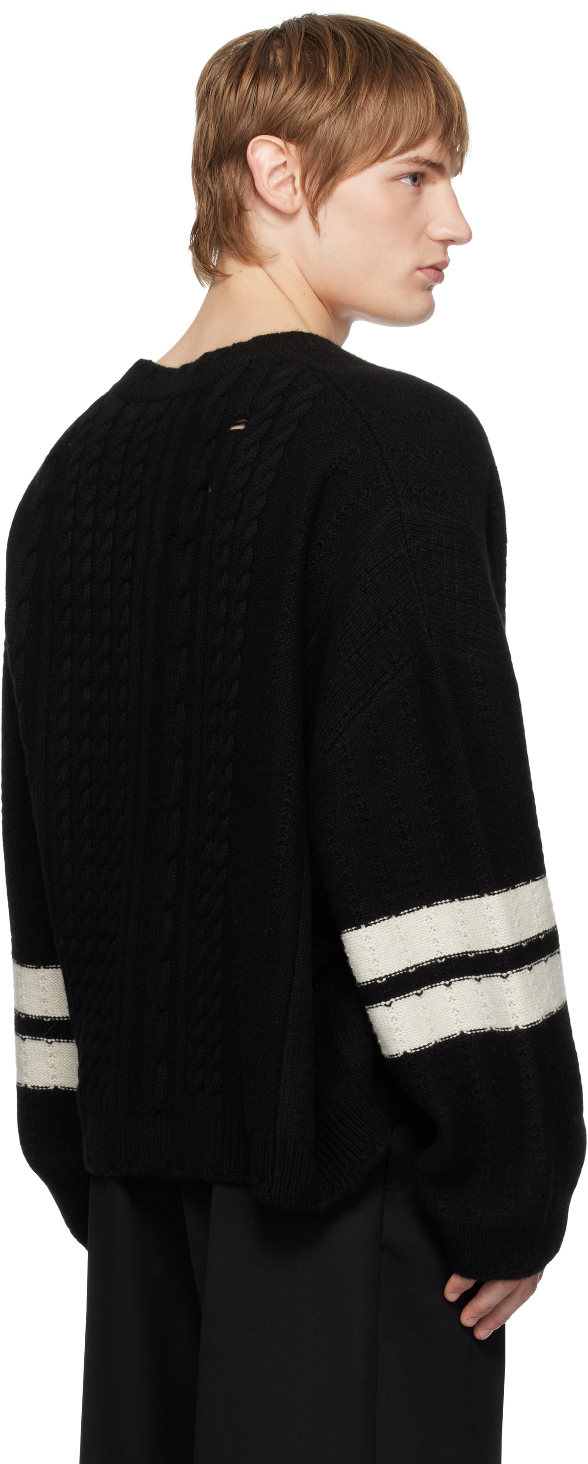 Enfants Riches Déprimés Black Collegiate Stripes Asymmetrical Sweater ...