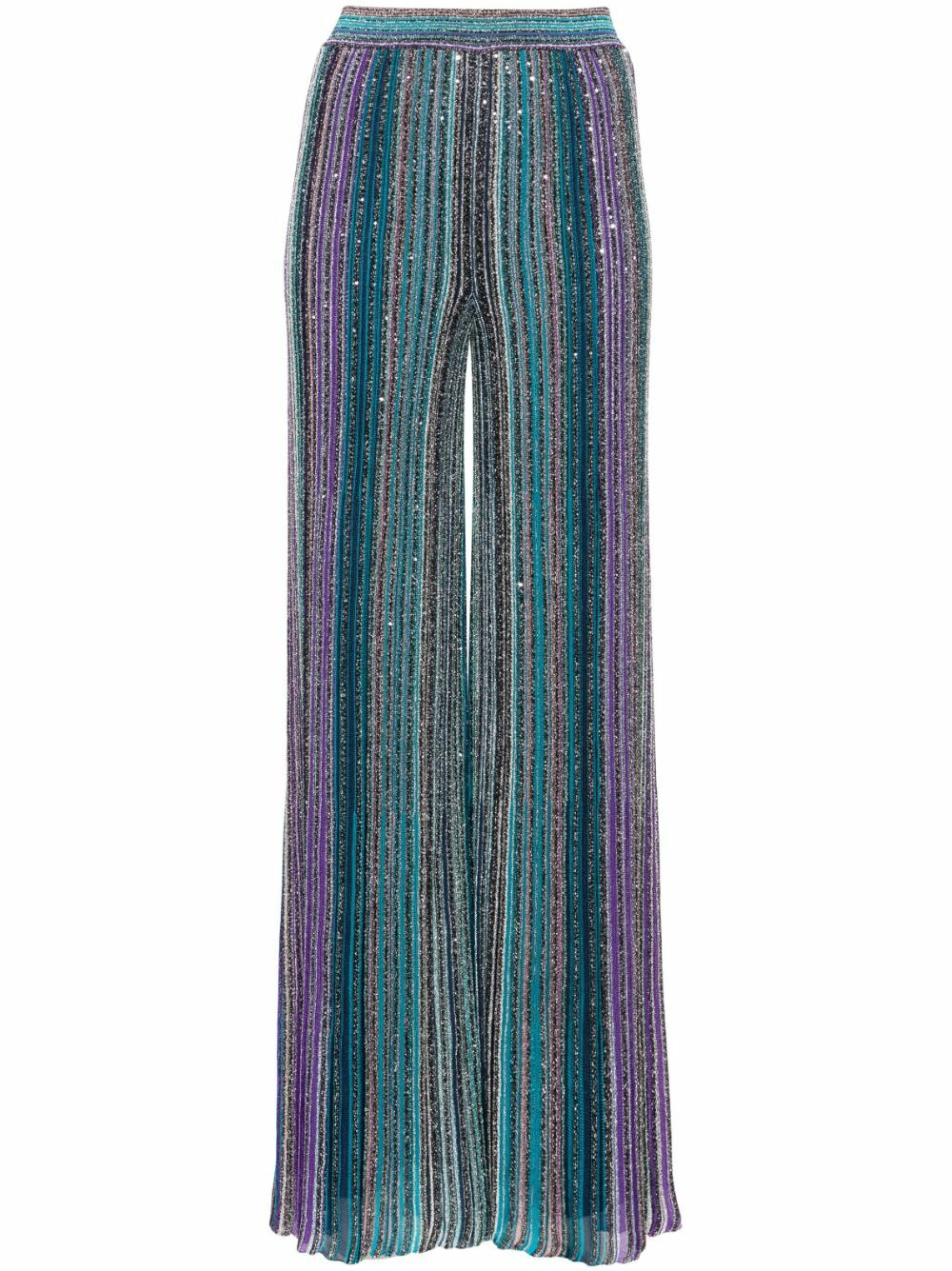 Missoni Blue Sequin-Embellished Striped Palazzo Pants Missoni Missoni Blue Sequin-Embellished Striped Palazzo Pants Missoni