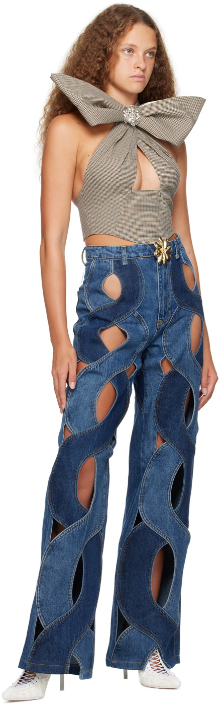 AREA Blue Rope Cutout Jeans AREA