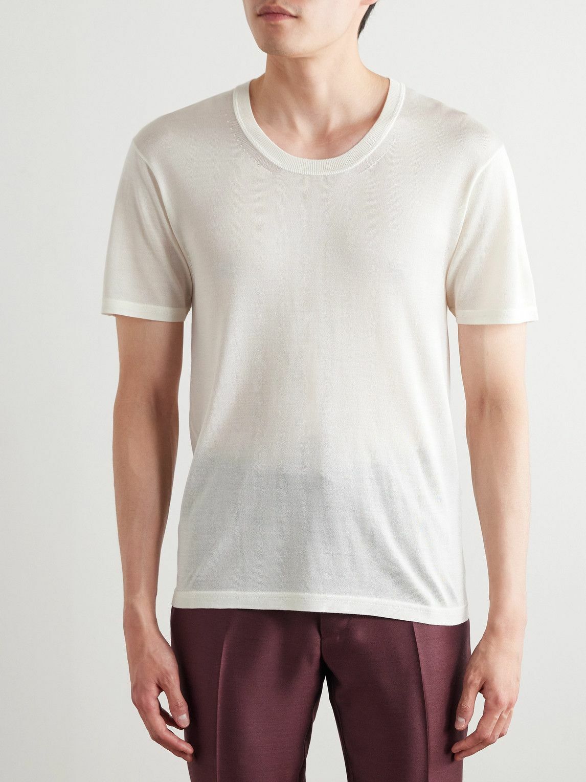TOM FORD - Silk-Blend T-Shirt - White TOM FORD