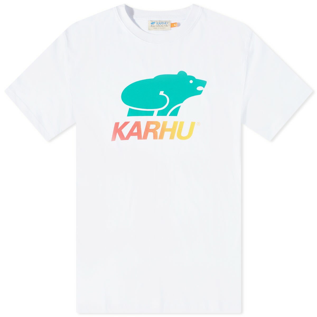 Karhu Men's Basic Logo T-Shirt in White/Foliage Green Karhu