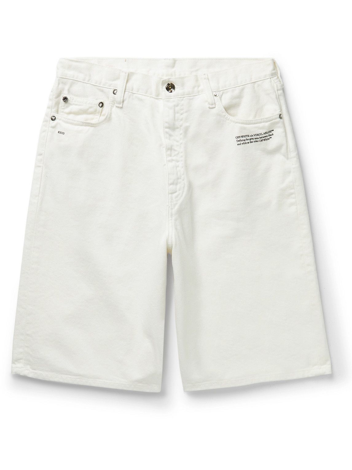 Off-White - Wide-Leg Printed Denim Shorts - White Off-White
