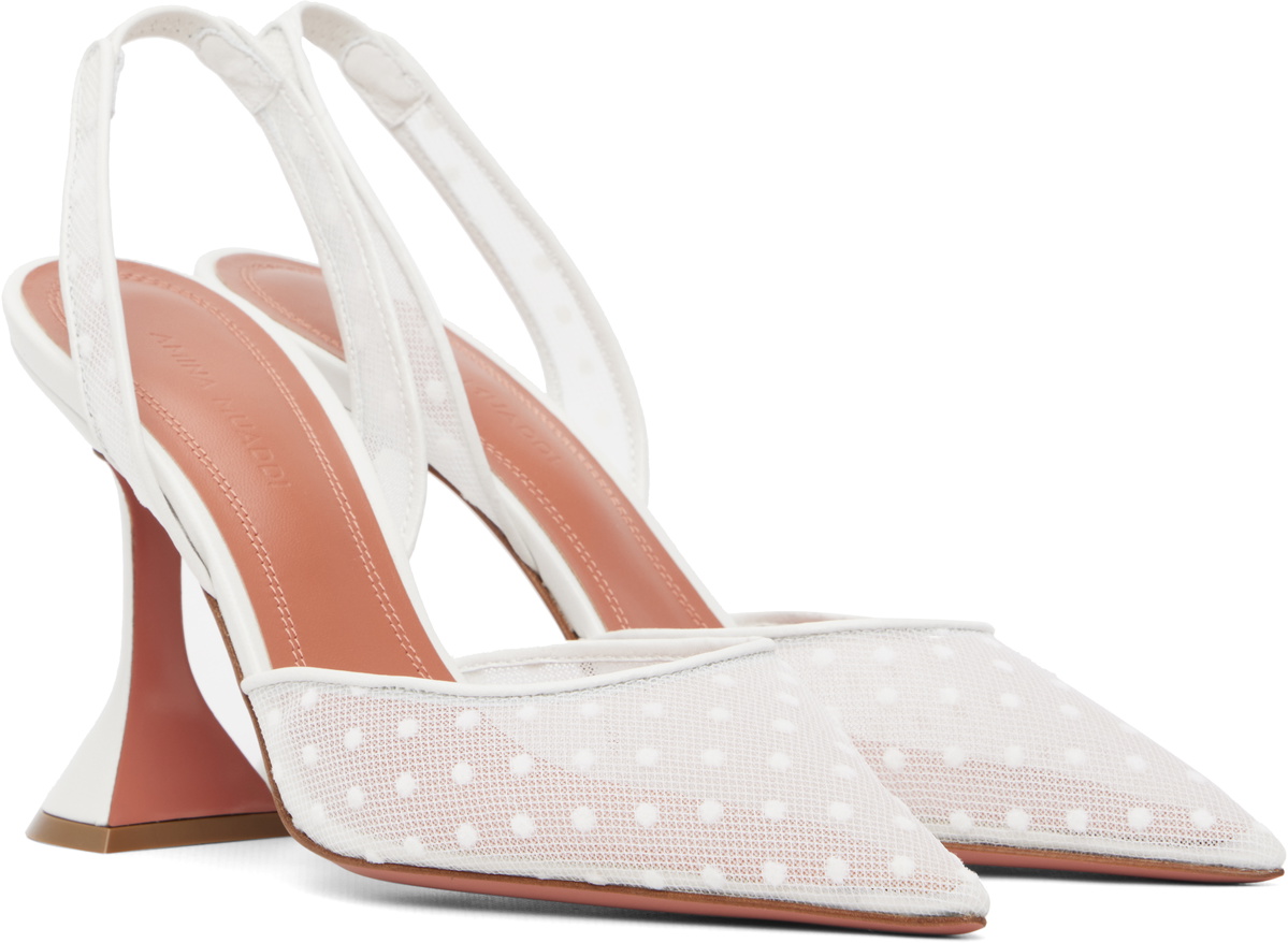Amina Muaddi White Holli 95 Lace Sling Heels Amina Muaddi