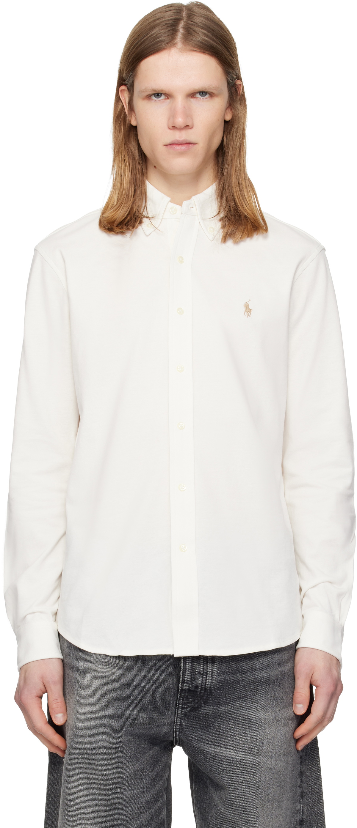 Polo Ralph Lauren Off-White Featherweight Mesh Shirt Polo Ralph Lauren