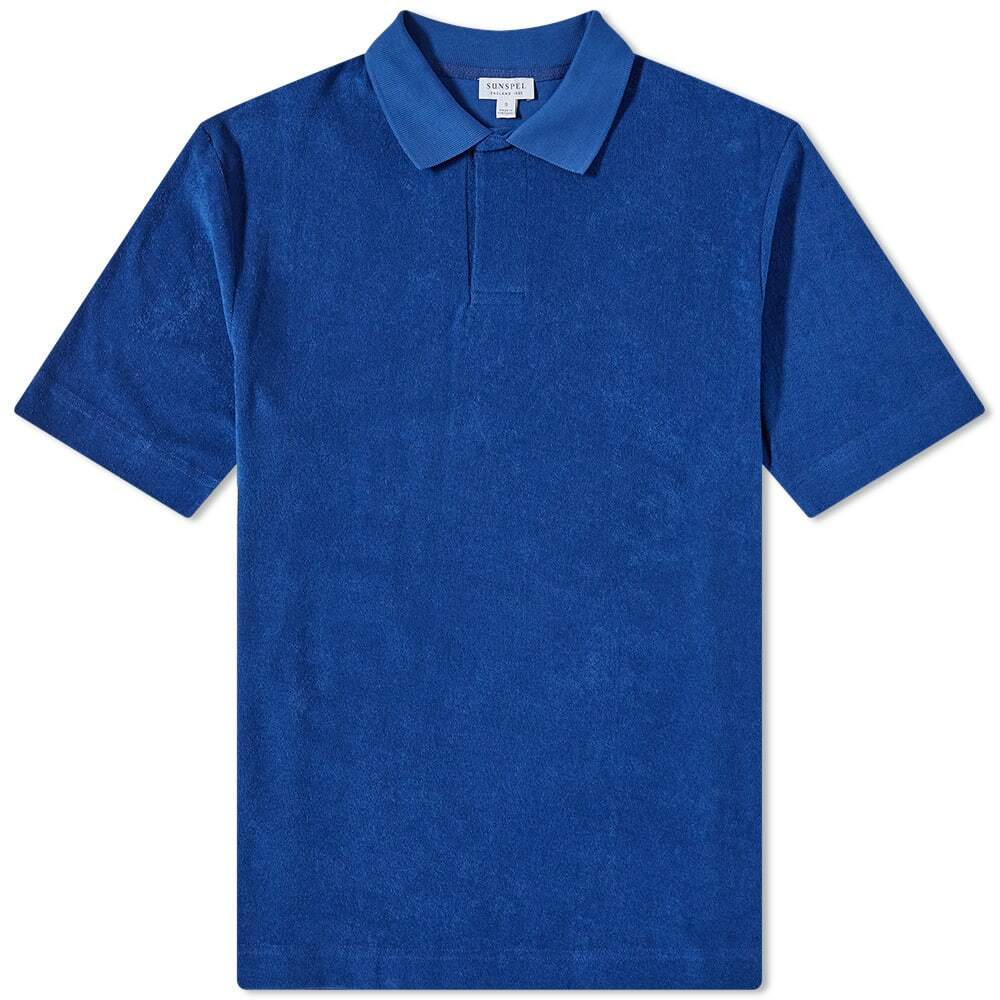 Sunspel Men's Towelling Polo Shirt in Klein Sunspel