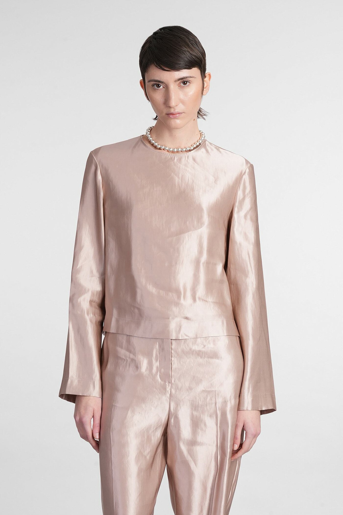 Loulou Studio Nino Blouse In Rose-pink Linen Loulou Studio