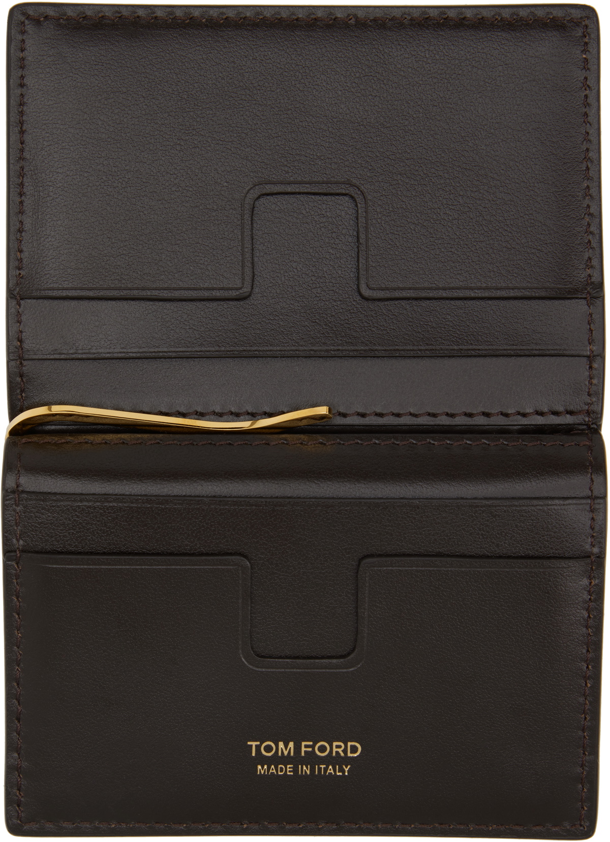 TOM FORD Brown Nubuck Folding Money Clip Card Holder TOM FORD