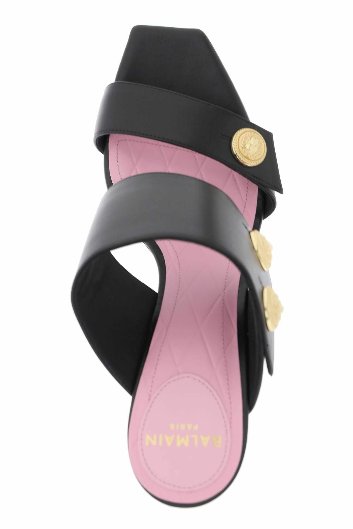 BALMAIN smooth leather eva mules in Black Balmain