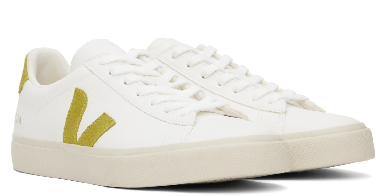 VEJA White & Yellow Campo Leather Sneakers VEJA