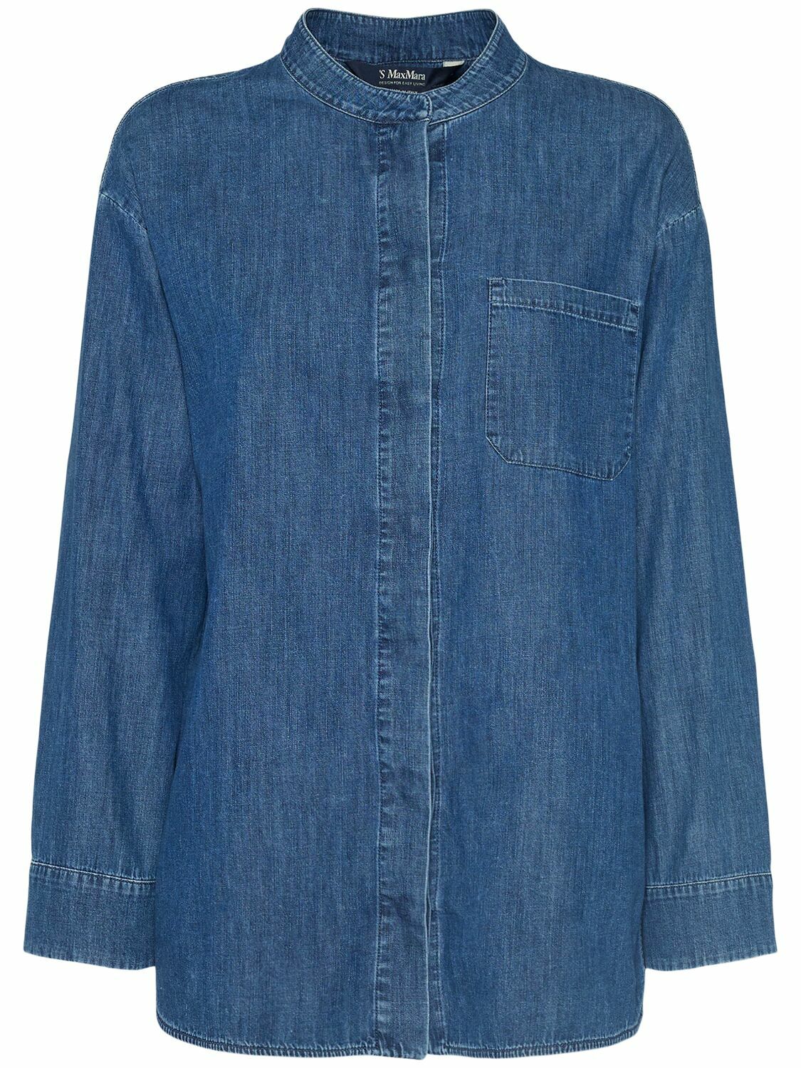 'S MAX MARA Unito Denim Korean Collar Shirt S Max Mara