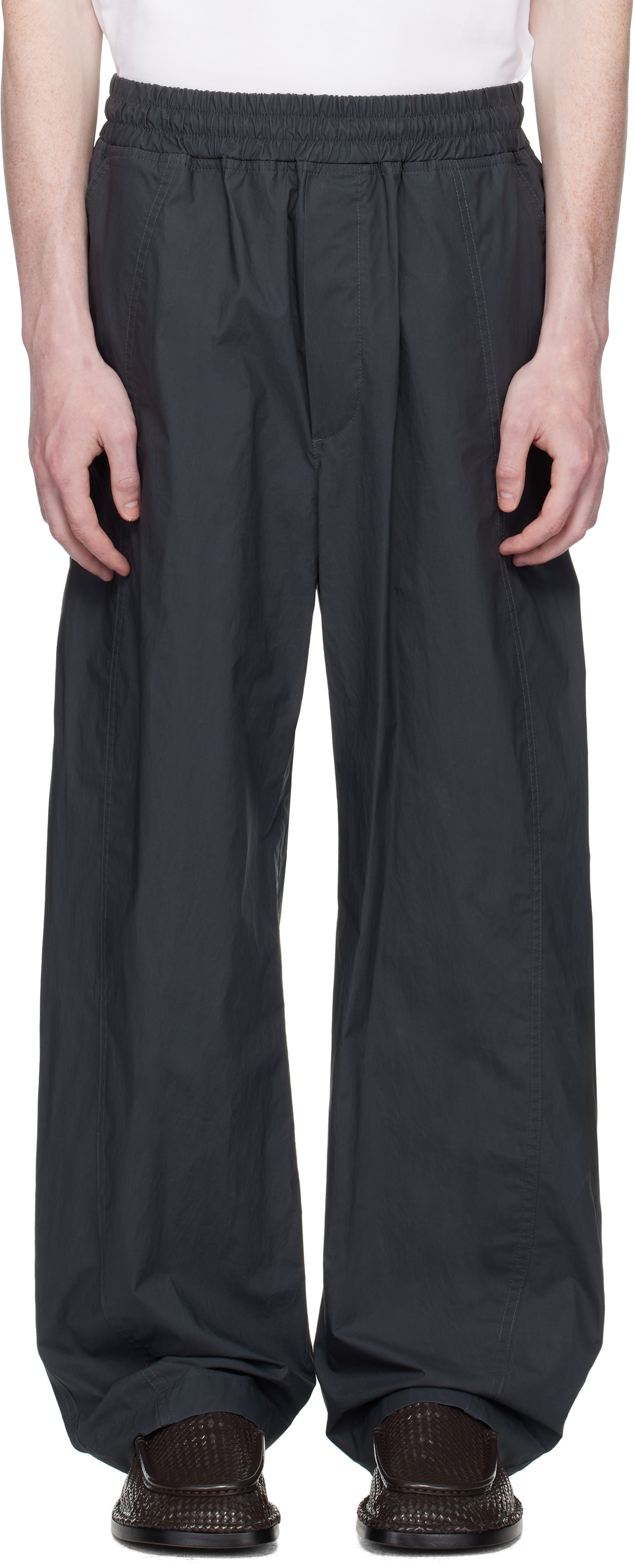 Bottega Veneta Gray Resinated Cotton Trousers Bottega Veneta