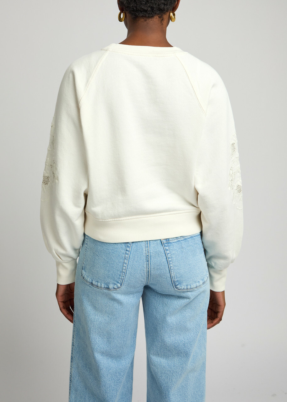 Paige Yolanthe Embroidered Cotton Sweatshirt Ivory Paige
