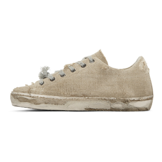 Golden Goose Beige and Silver Glitter Superstar Sneakers Golden Goose ...