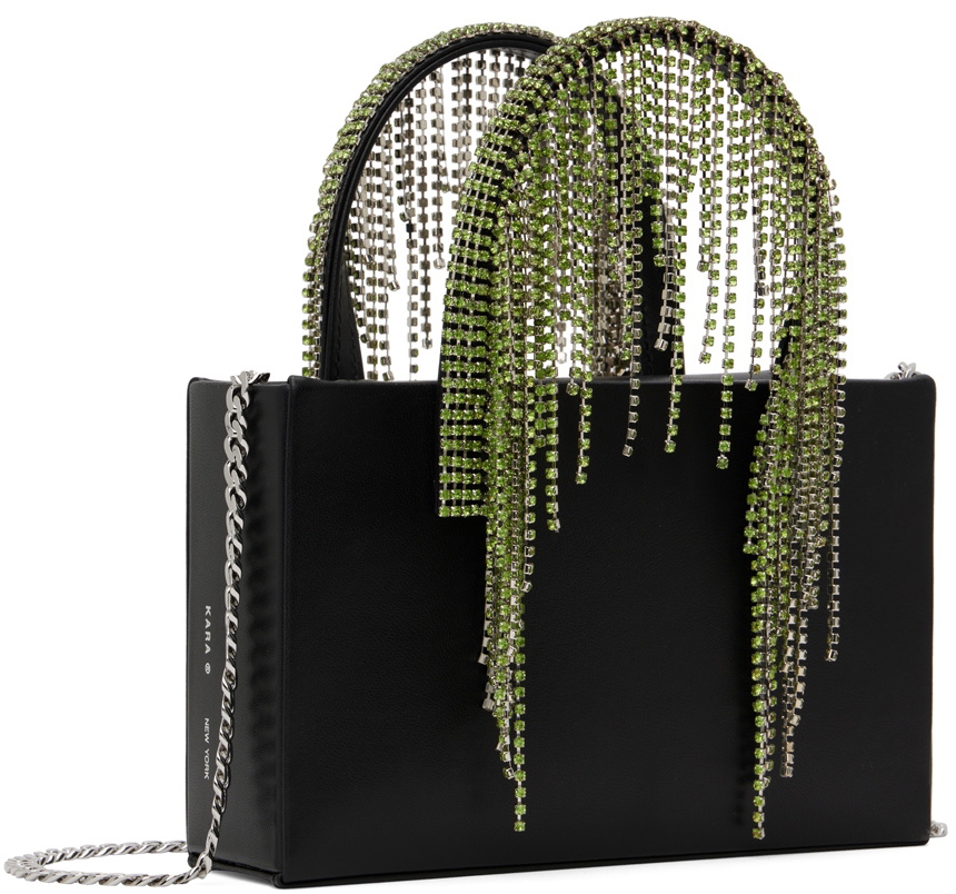 KARA Black Medium Crystal Fringe Shoulder Bag Kara