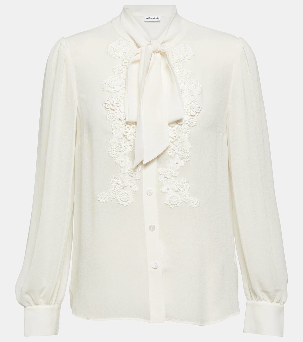 Self-Portrait Lace-trimmed chiffon blouse Self-Portrait