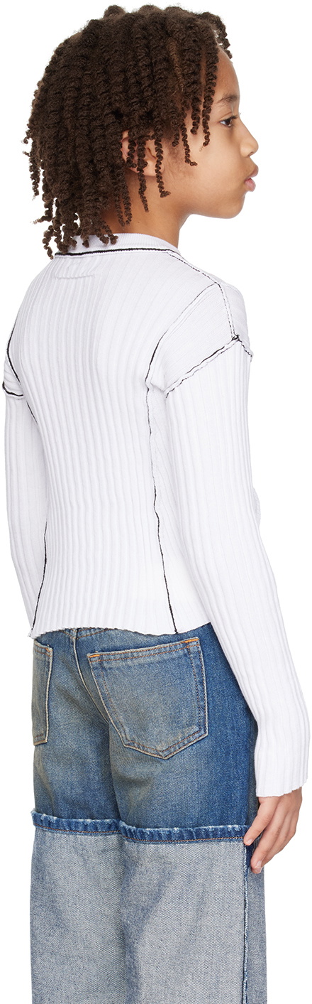 MM6 Maison Margiela Kids White Pinched Seam Sweater MM6 Maison Margiela