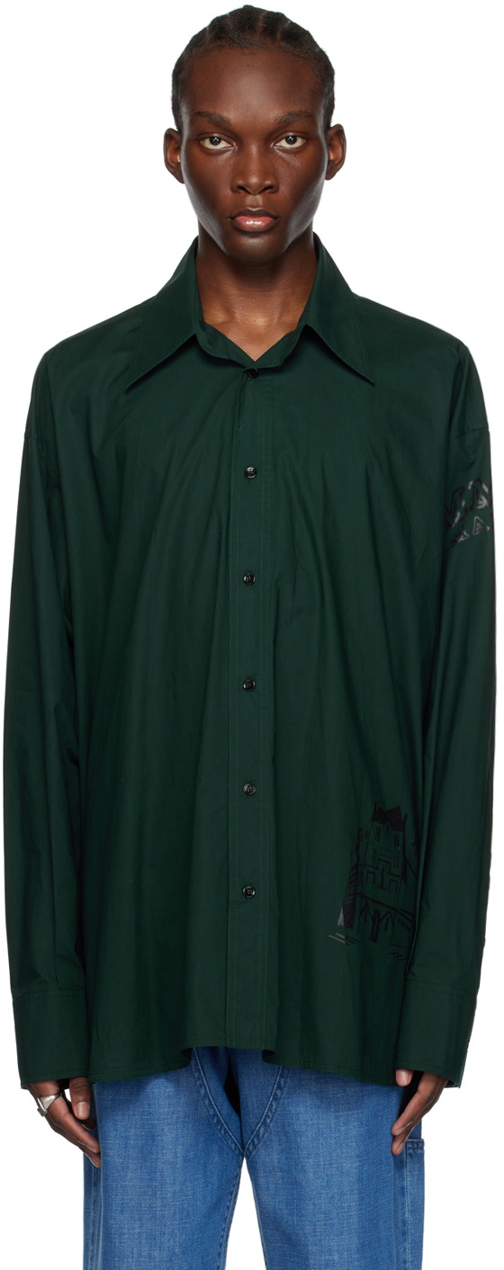 MM6 Maison Margiela Green Printed Shirt MM6 Maison Margiela