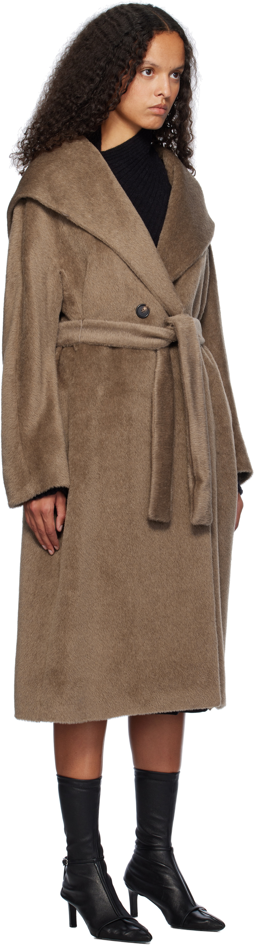 Max Mara Brown Eliana Faux-Fur Coat Max Mara