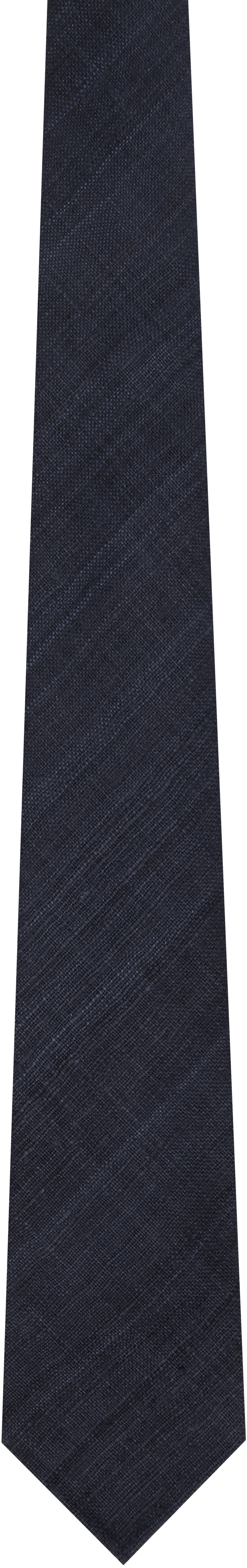 Drake's Navy Tussah Hand Rolled Silk Tie Drake's