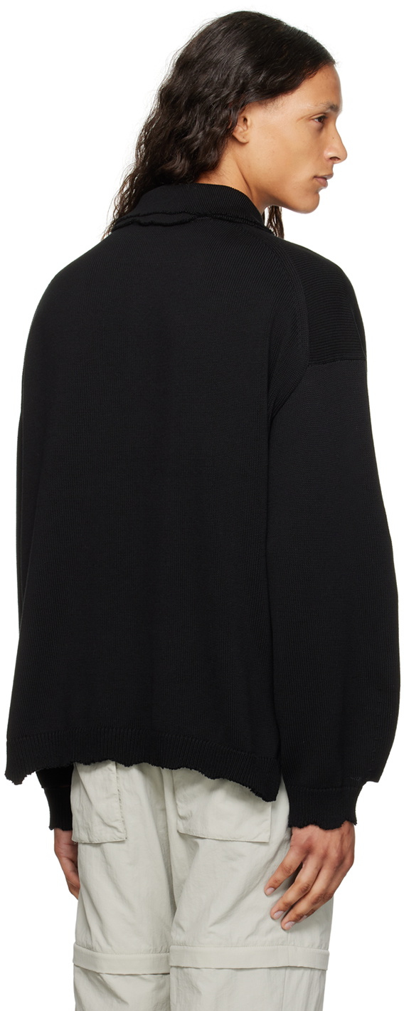 Helmut Lang Black Distressed Polo Helmut Lang