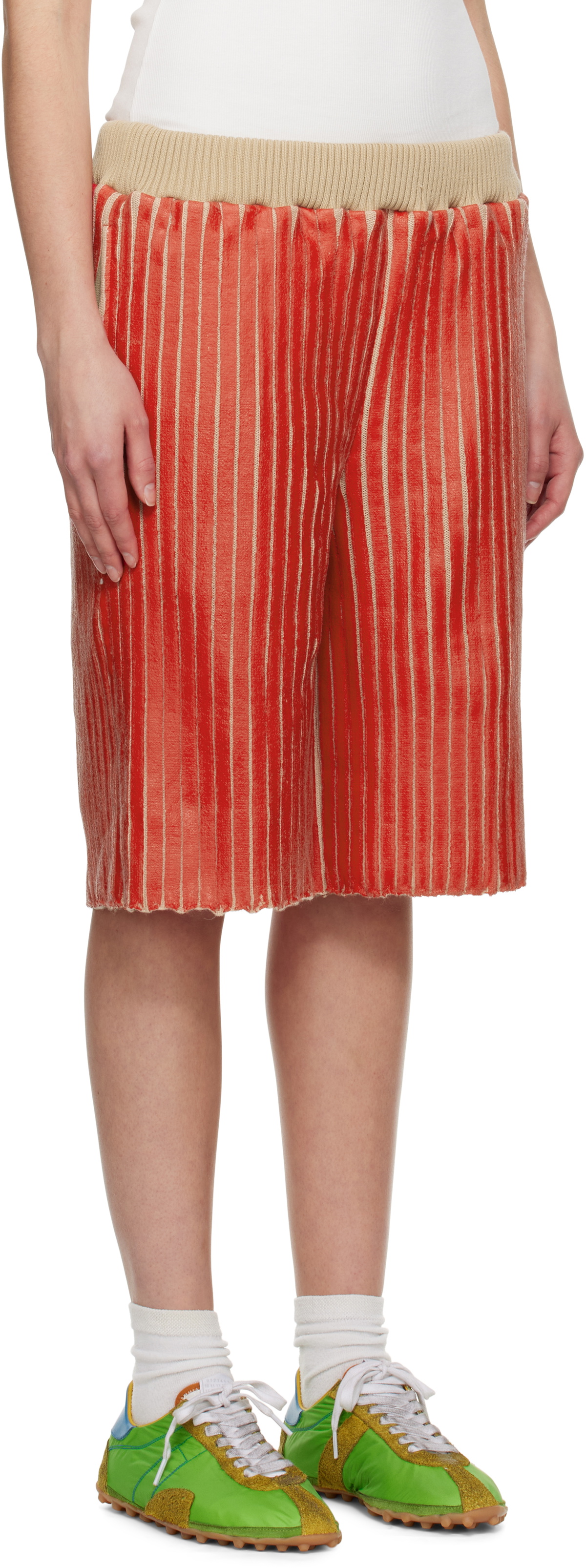 Stanley Raffington SSENSE Exclusive Red Ribbed Shorts Stanley Raffington