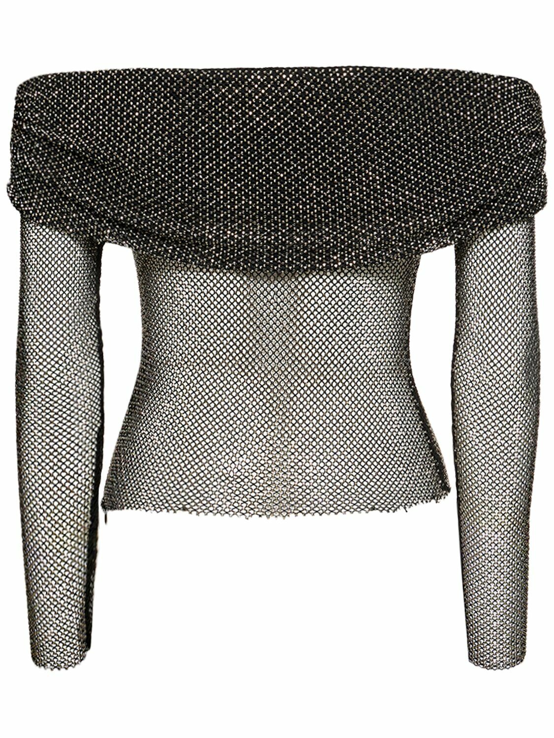 SELF-PORTRAIT - Embellished Fishnet Top Self-Portrait