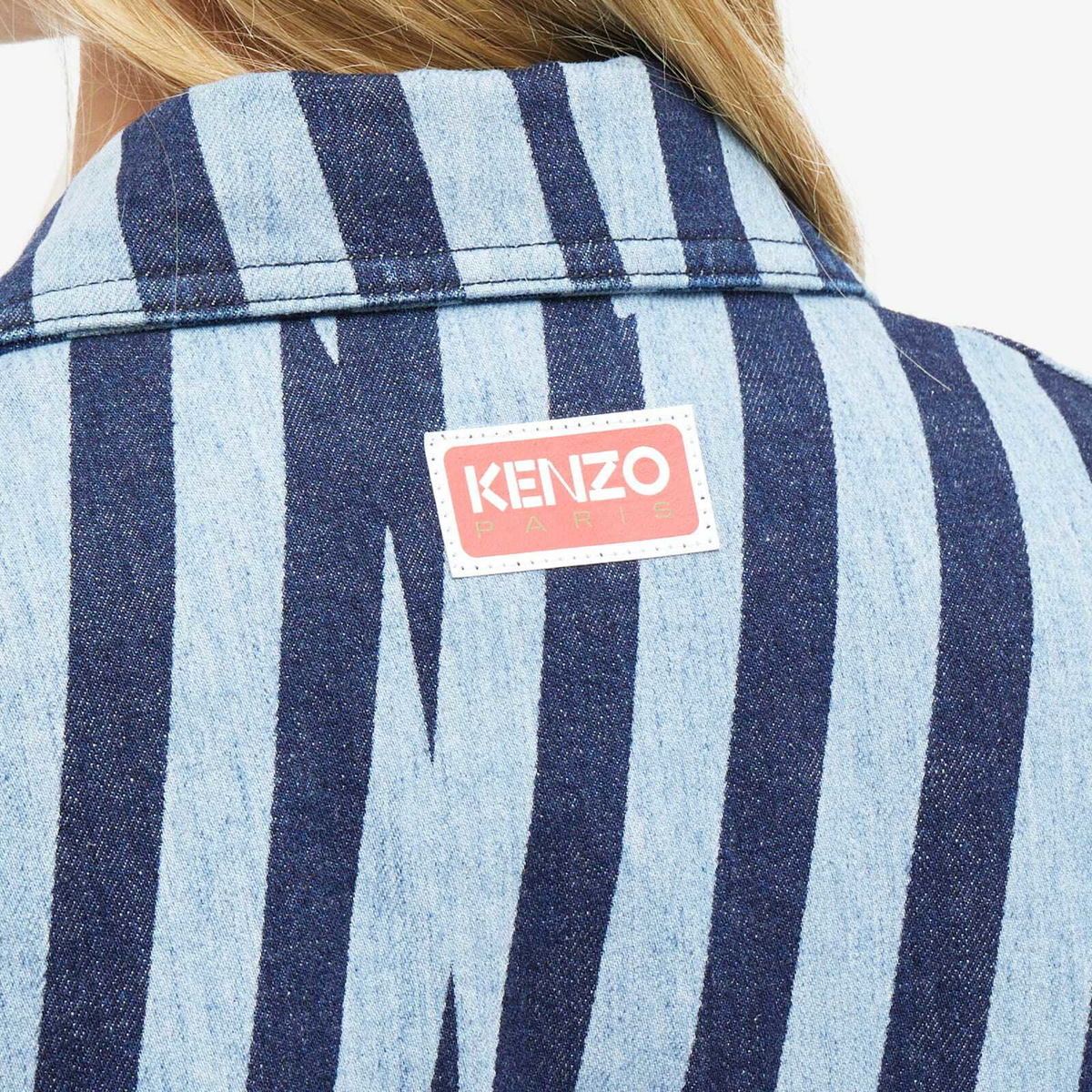 Kenzo Dazzle Stripe Workwear Jacket in Rinse Blue Denim Kenzo