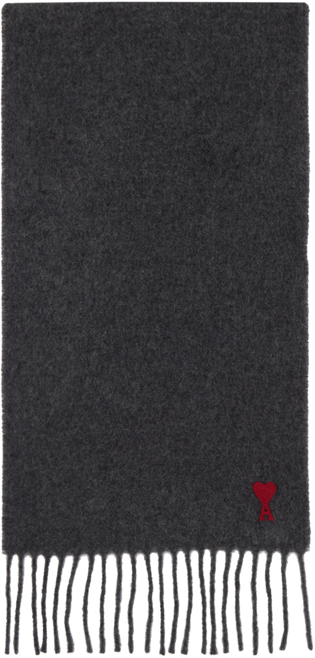 AMI Paris Gray Ami de Cœur Scarf AMI