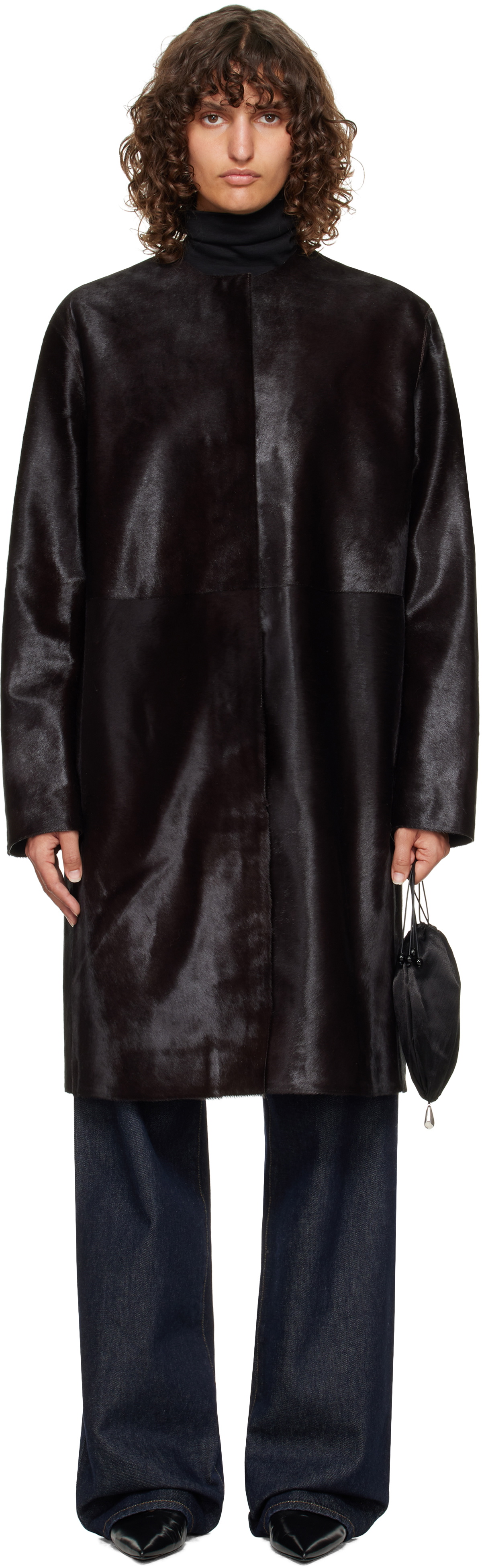 Loulou de Saison Brown Miller Pony Effect Leather Coat Loulou Studio