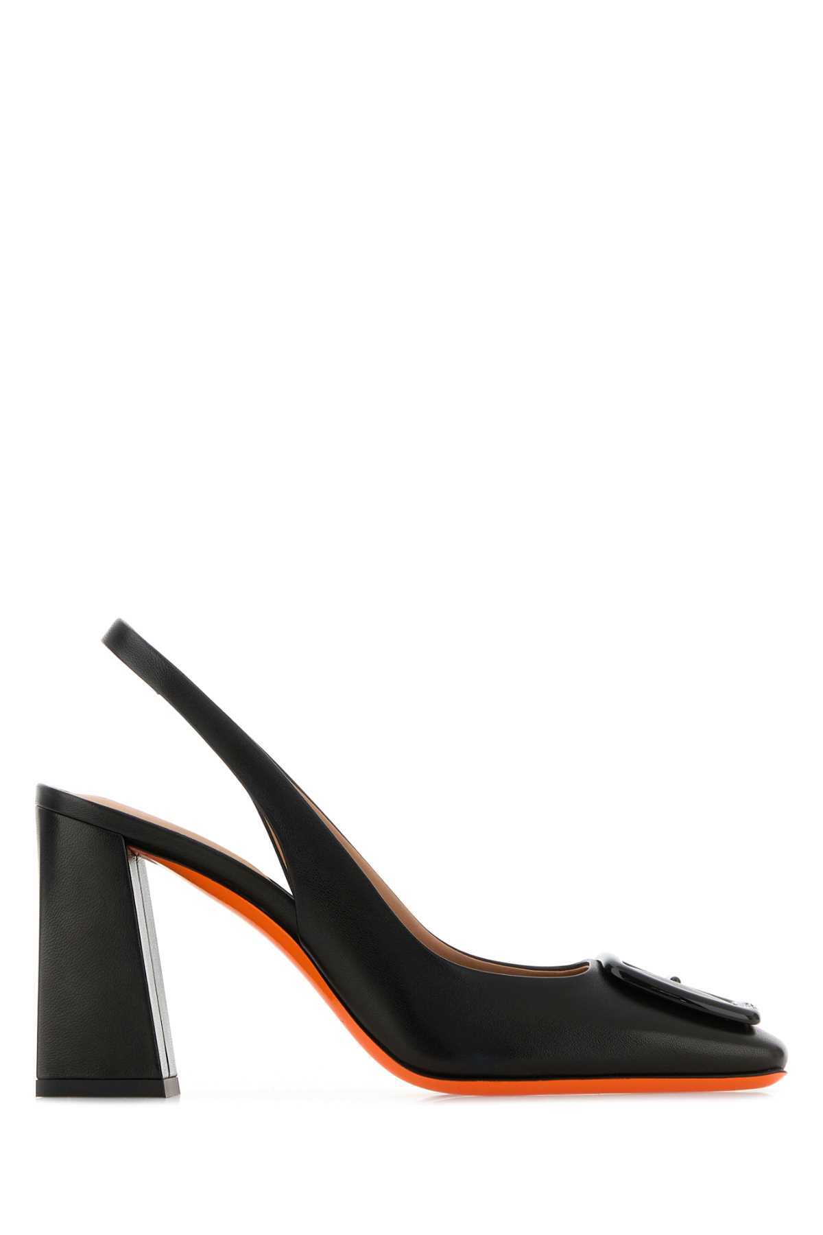 Santoni Black Leather Peaches Pumps Santoni