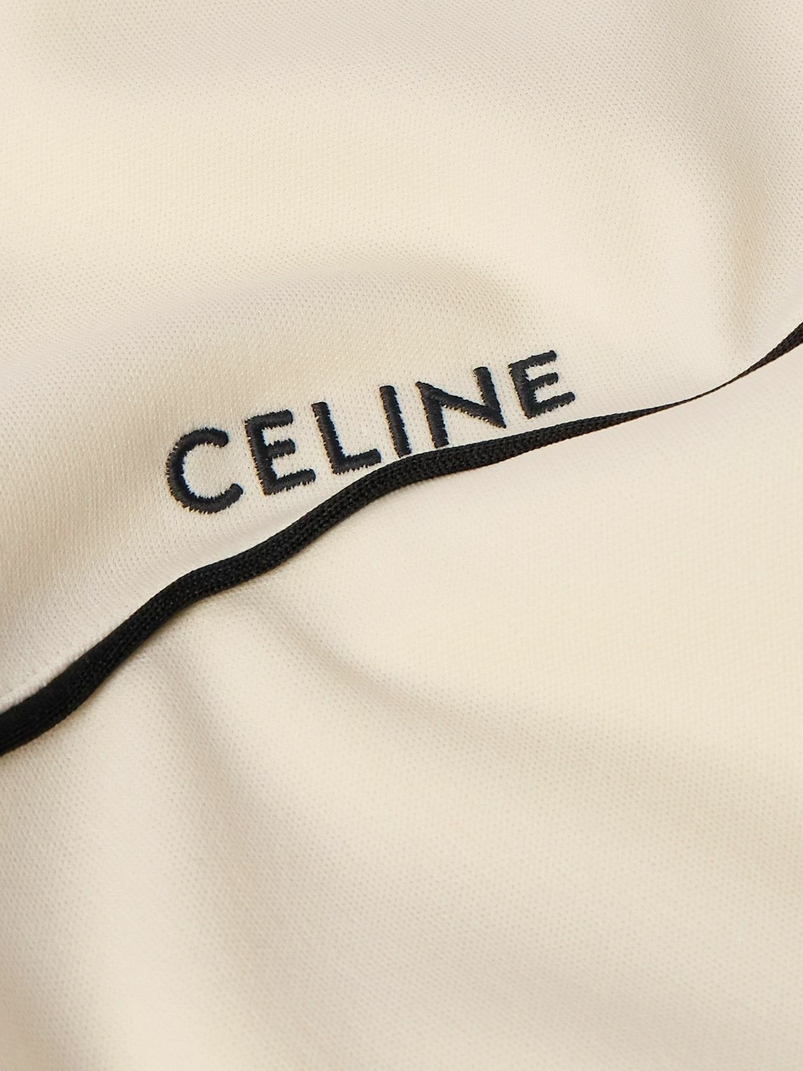 CELINE - Logo-Embroidered Mesh-Trimmed Jersey Track Jacket - Neutrals ...