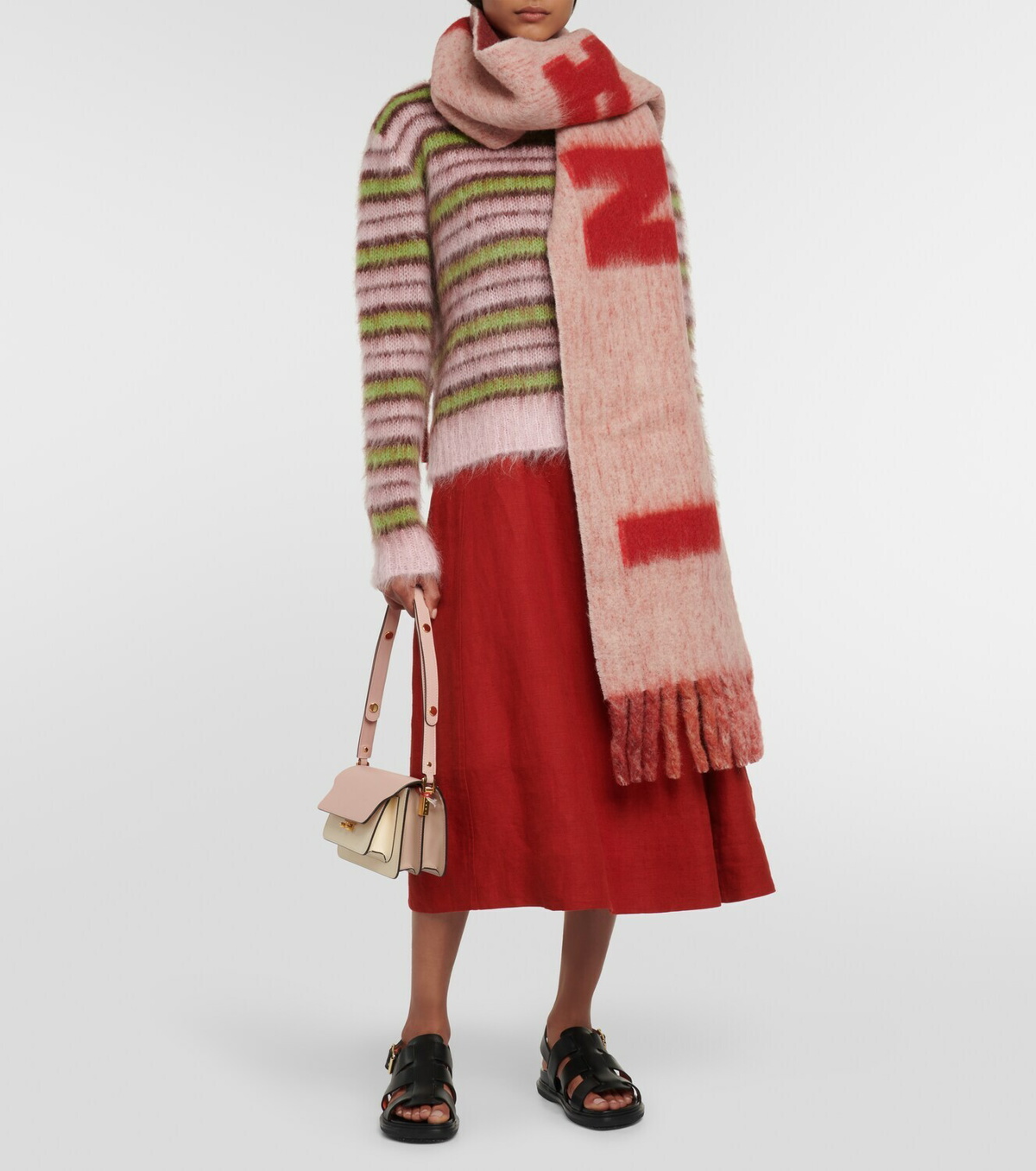 Marni Logo wool-blend scarf Marni