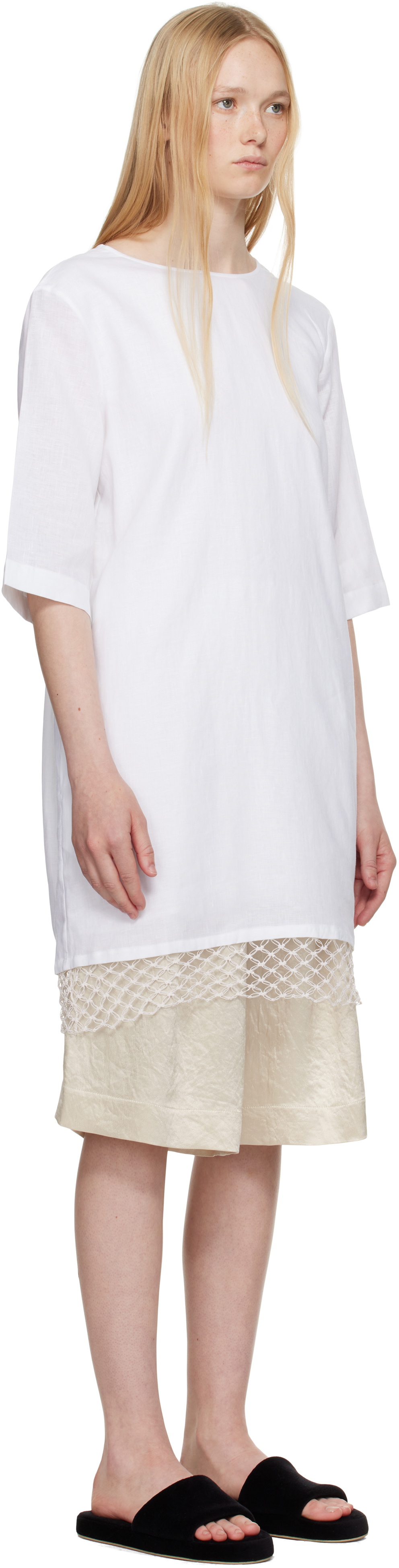 Maria McManus White T-shirt Cocoon Macrame Minidress Maria McManus