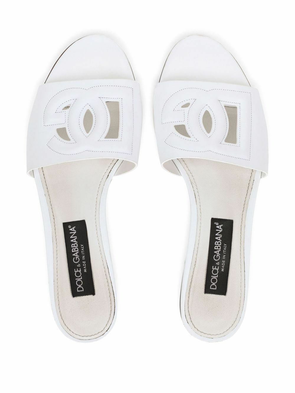 DOLCE & GABBANA - Dg Logo Leather Slides Dolce & Gabbana