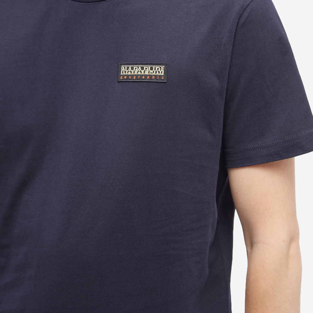 Napapijri Men's Iaato Patch Logo T-Shirt in Blue Marine Napapijri