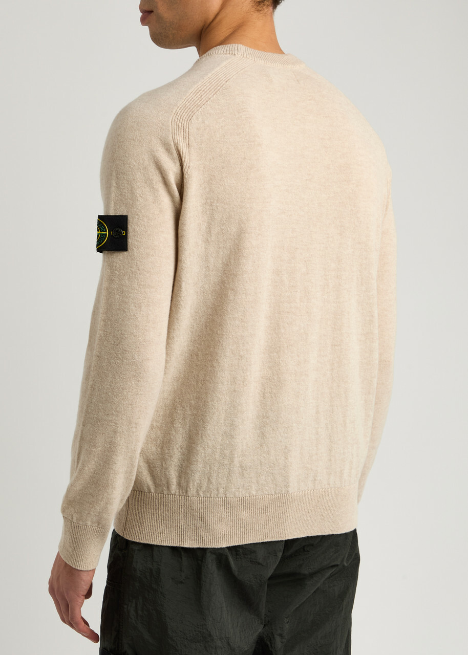 Stone Island Logo Wool Jumper Brown Stone Island