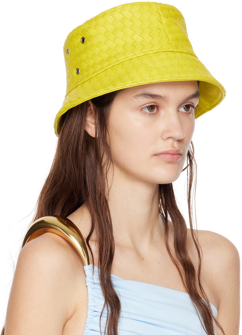Bottega Veneta Yellow Intrecciato Bucket Hat Bottega Veneta