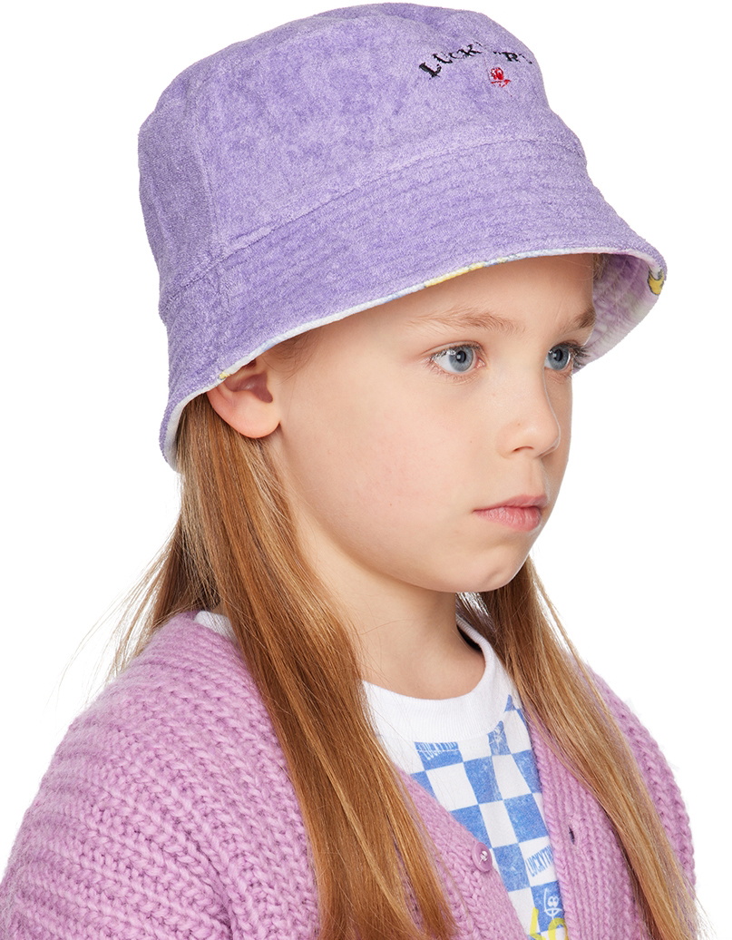 Luckytry Kids Purple Smiley Beloa Reversible Bucket Hat Luckytry