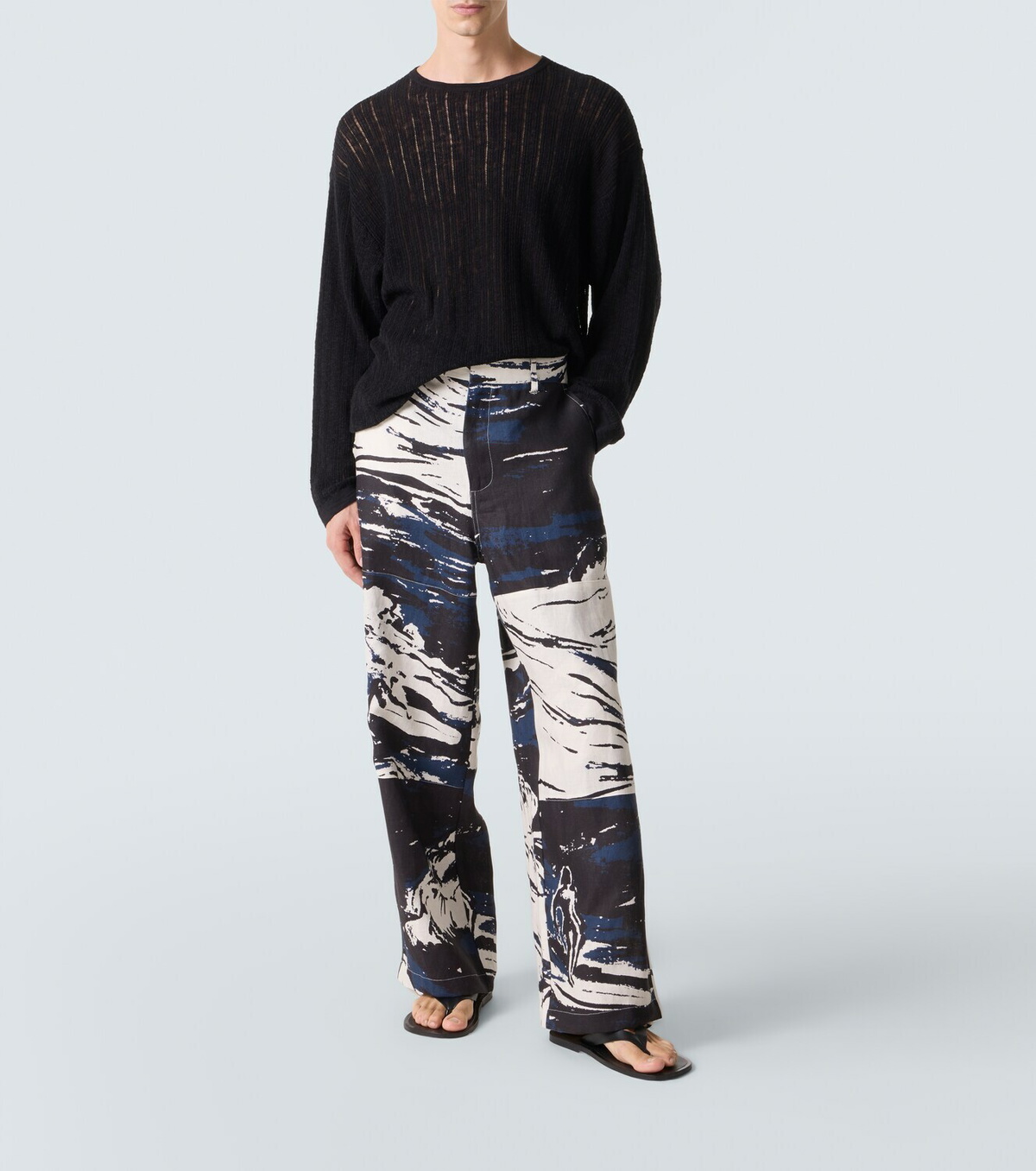 Commas Printed linen straight pants Commas