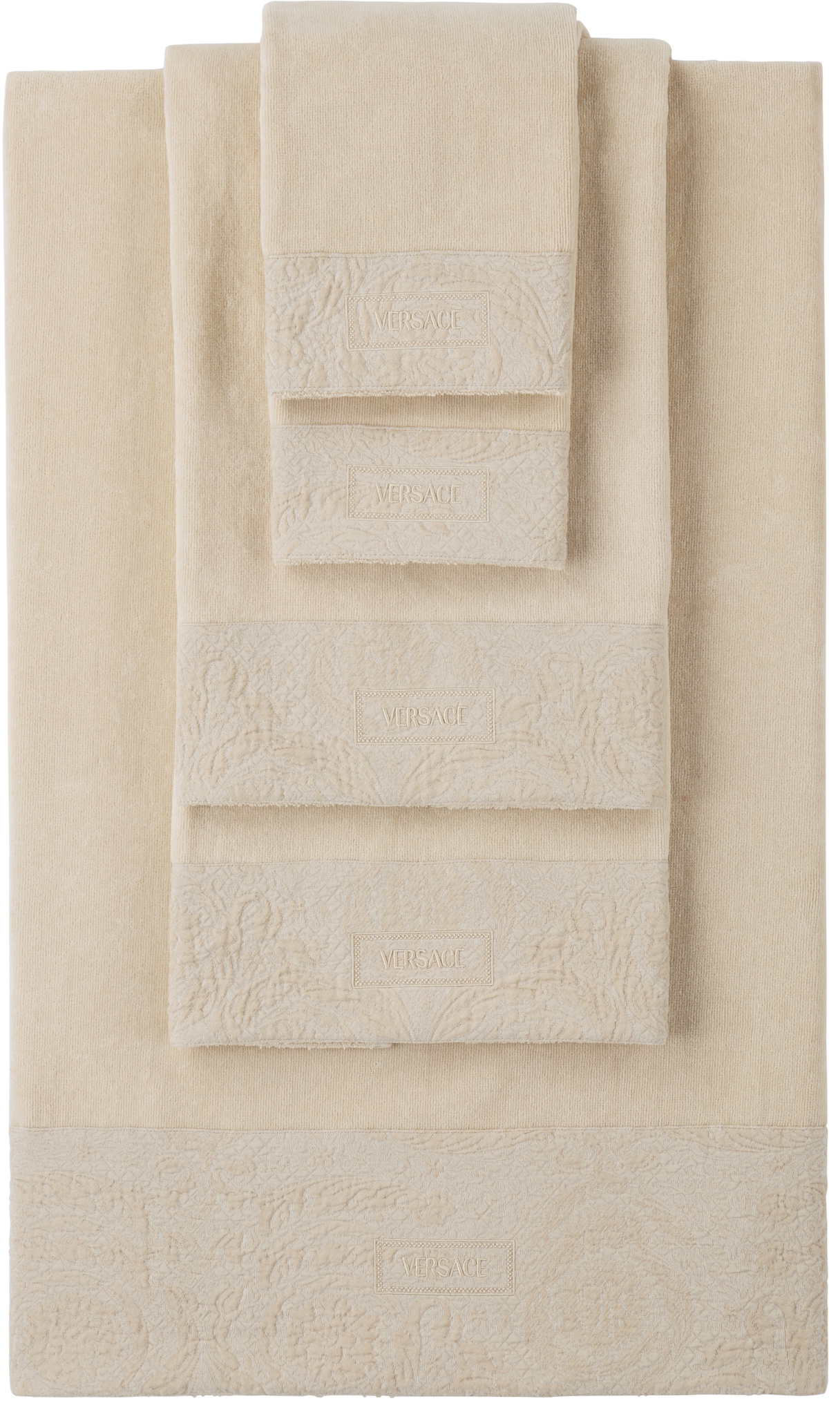 Versace Beige Barocco Towel Set, 5 pcs Versace