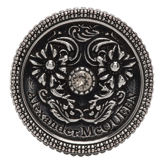Alexander McQueen Silver Medallion Ring Alexander McQueen
