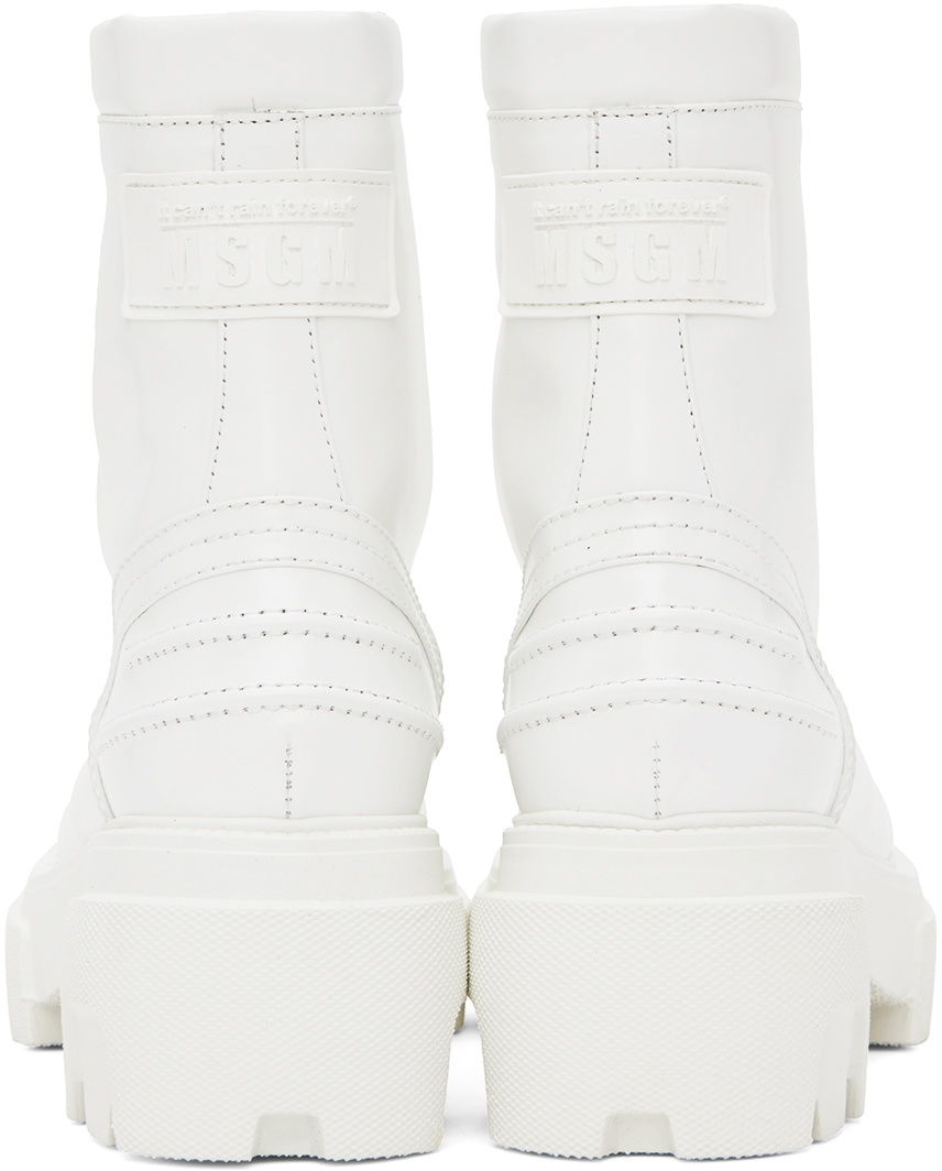 MSGM White Lace-Up Boots MSGM