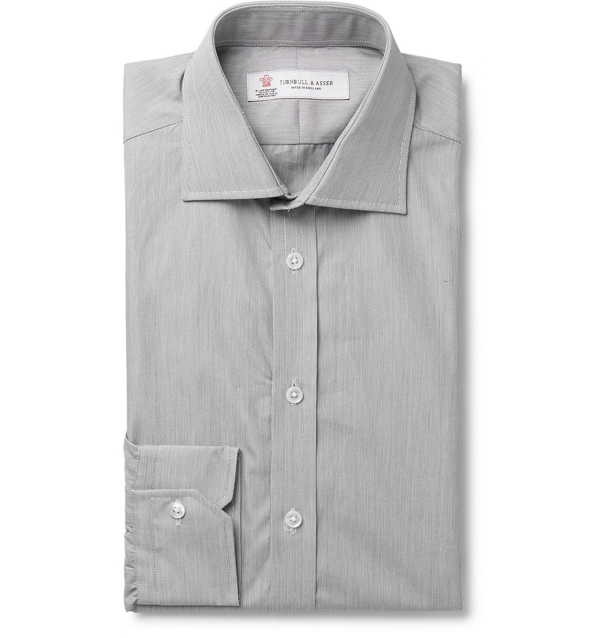 Turnbull & Asser - Grey Cutaway-Collar Striped Cotton Shirt - Gray ...