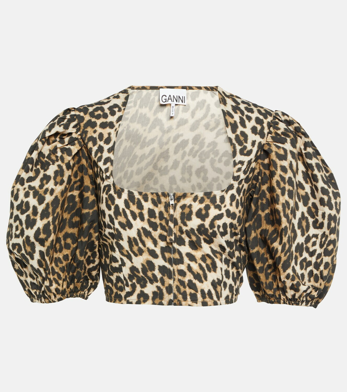 Ganni - Leopard-printed cotton crop top GANNI