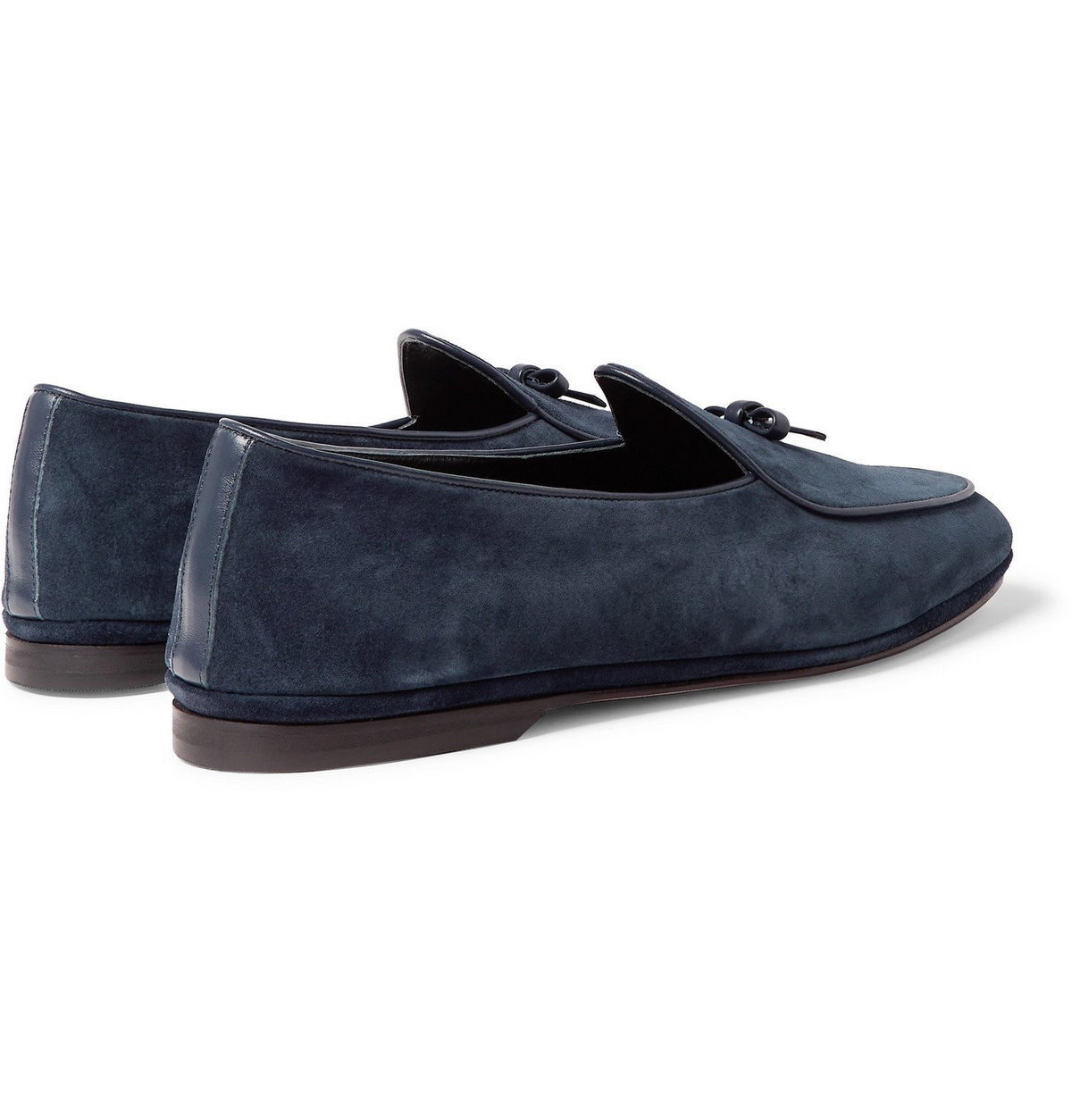 Rubinacci - Marphy Leather-Trimmed Suede Tasselled Loafers - Blue Rubinacci