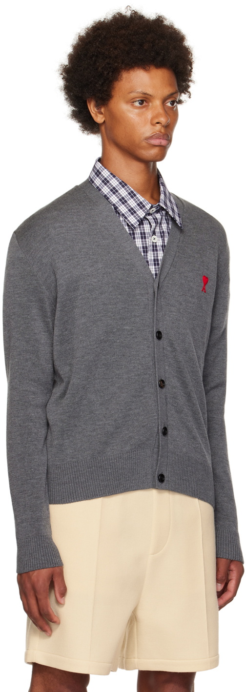 AMI Paris Gray Ami de Cœur Cardigan AMI