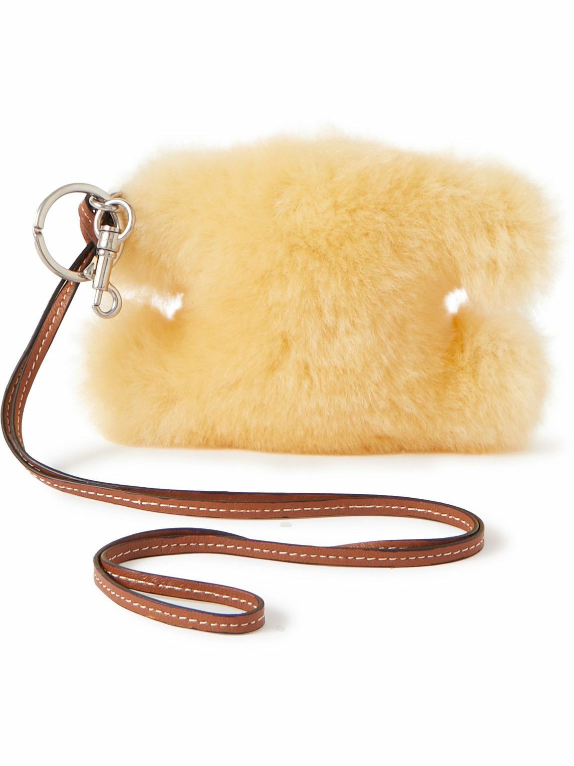 CELINE - Triomphe Shearling and Leather Keyring Celine