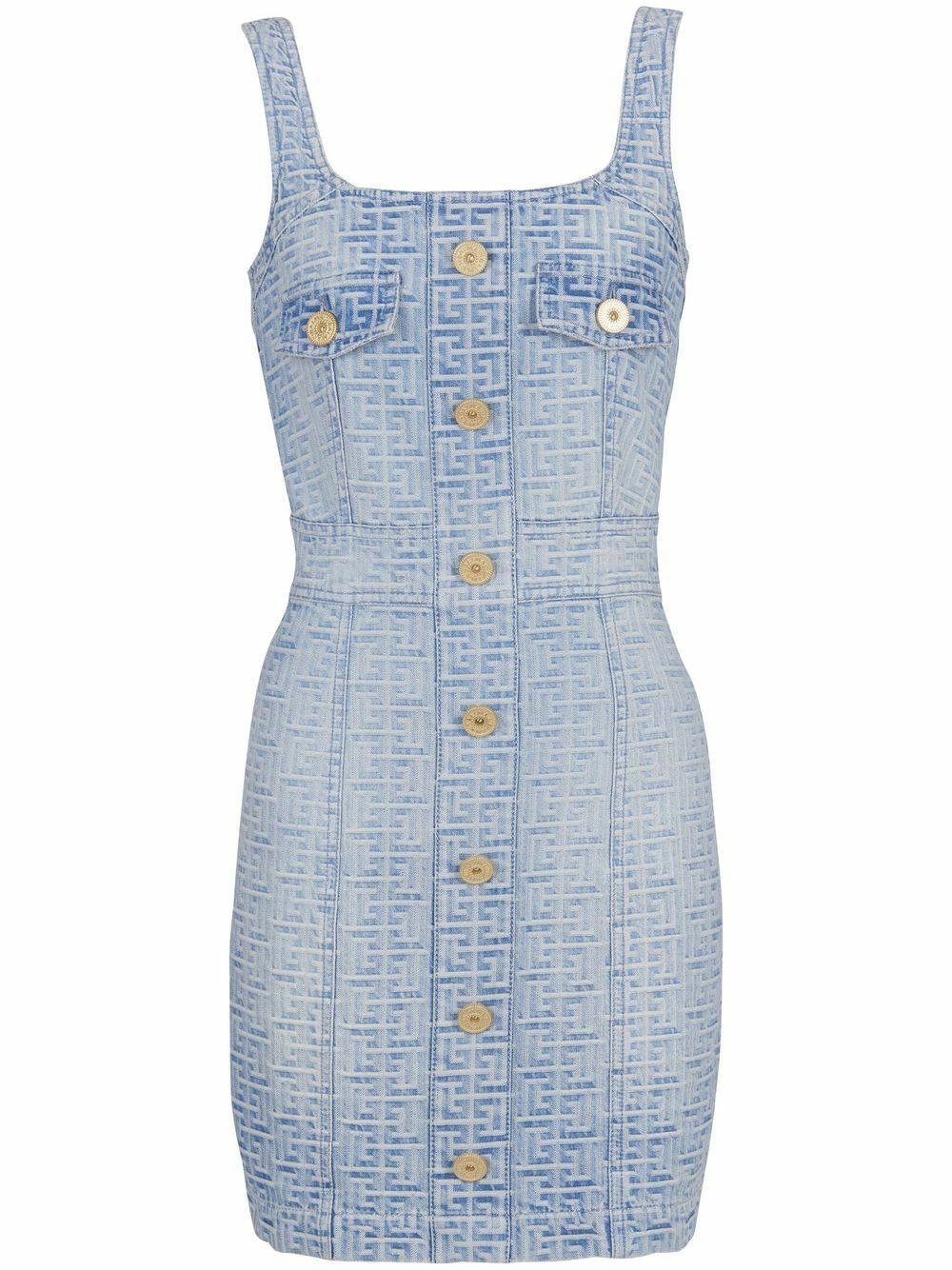 BALMAIN - Monogram Short Denim Dress Balmain