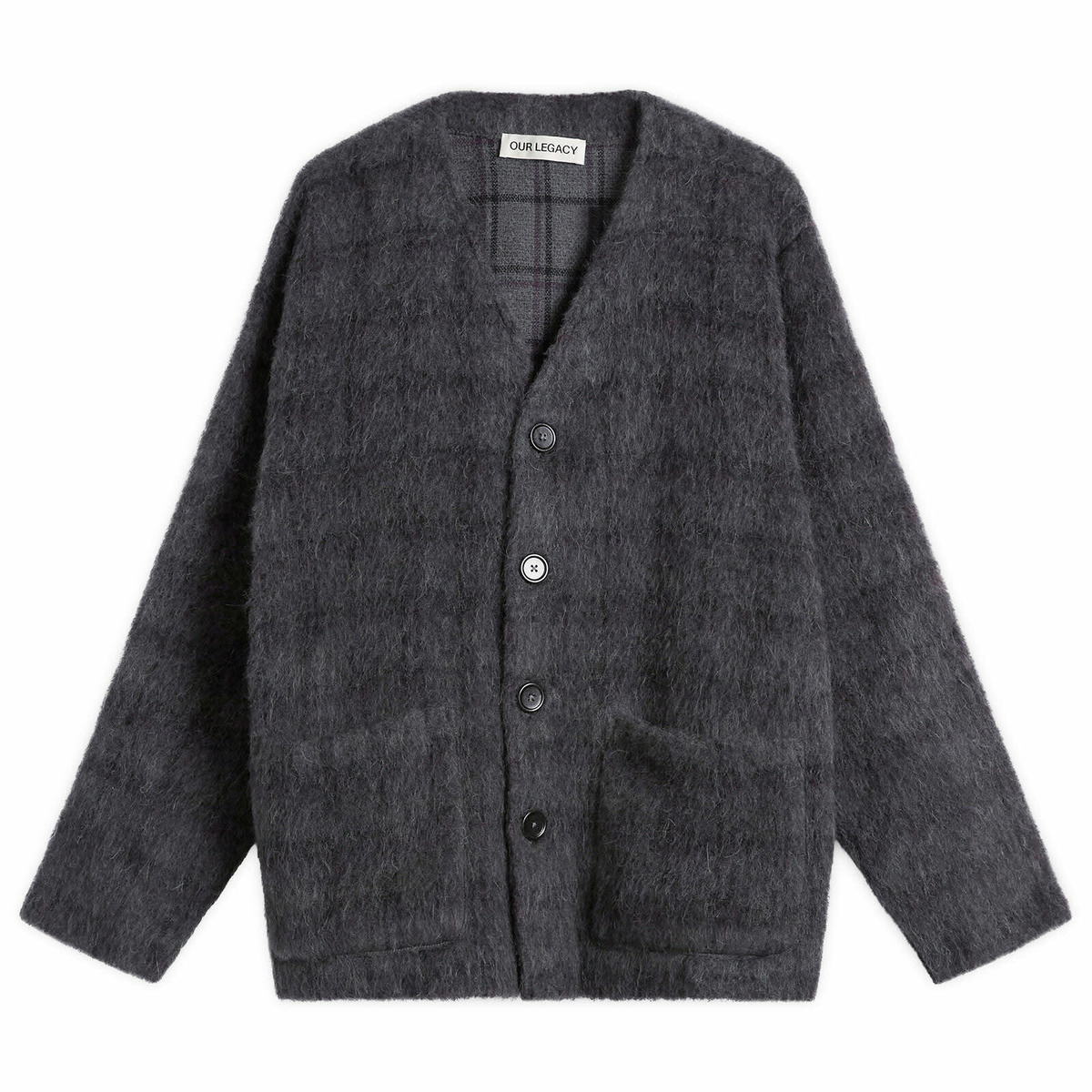 Our Legacy Men's Hairy Wool Cardigan in Plum Our Legacy